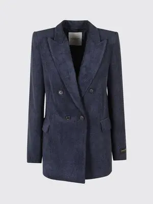 ERMANNO FIRENZE Double-breasted Velvet Blazer With Peak Lapels