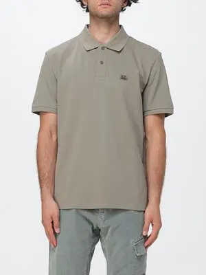 C.P. COMPANY Short-sleeve Stretch Cotton Polo Shirt With A Contrasting Logo Grey