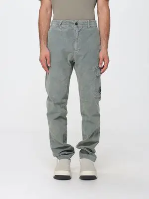 C.P. COMPANY Slim Fit Corduroy Cargo Trousers With Belt Loops And Side Pockets - Grey