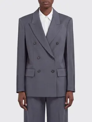 Erika Cavallini Double-breasted Pure Virgin Wool Blazer With Padded Shoulders