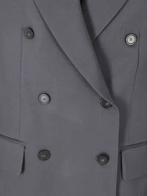 Erika Cavallini Double-breasted Pure Virgin Wool Blazer With Padded Shoulders
