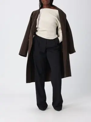 Alberta Ferretti Long Double-breasted Wool Coat With Dropped Shoulders And A Belt