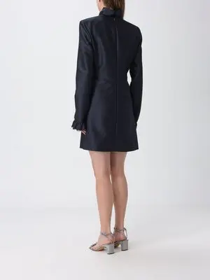 Alberta Ferretti Satin Mini Dress With Ruffle Collar - Blue