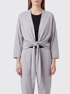 ZIGGY CHEN Draped V-neck Cardigan In Cotton With Tie Fastening