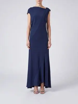 Alberta Ferretti Long Satin Slip Dress For Ceremonies And Events - Blue