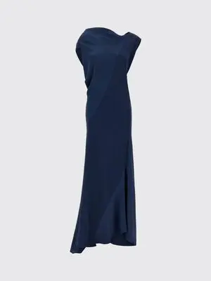 Alberta Ferretti Long Satin Slip Dress For Ceremonies And Events - Blue