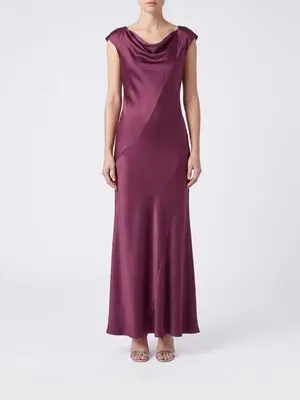 Alberta Ferretti Long Satin Slip Dress For Ceremonies And Events - Red