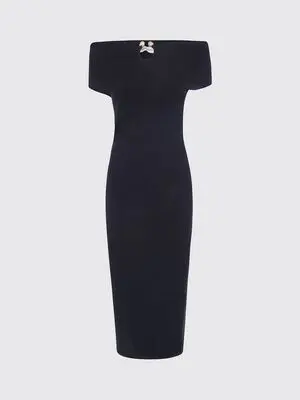 Alberta Ferretti Off-the-shoulder Midi Sheath Dress With Back Slit