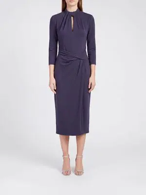 Giorgio Armani Long-sleeved Midi Sheath Dress In Viscose Blend - Black