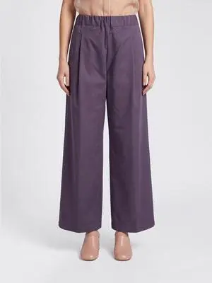 SEMICOUTURE High-waisted Wide-leg Trousers In Stretch Cotton - Brown