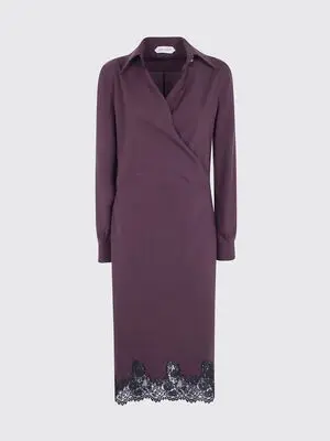 Alberta Ferretti Midi Shirt Dress With Lace Inserts - Red