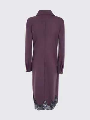Alberta Ferretti Midi Shirt Dress With Lace Inserts - Red