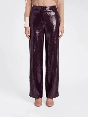 Alberta Ferretti High-waisted Palazzo Trousers With Rhinestone Embellishments - Brown