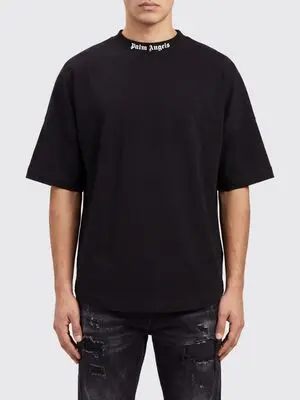 Palm Angels Relaxed Fit Cotton T-shirt With Contrasting Logo - Black