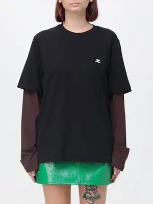 COURREGES Long-sleeved Cotton T-shirt With Contrast Logo