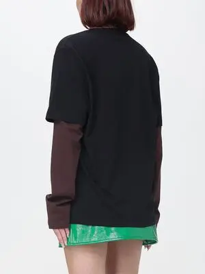 COURREGES Long-sleeved Cotton T-shirt With Contrast Logo