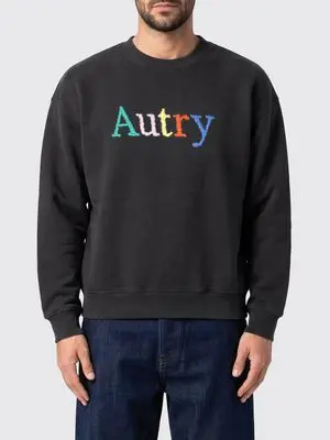 AUTRY Cotton Crewneck Jumper With Contrast Logo - Black