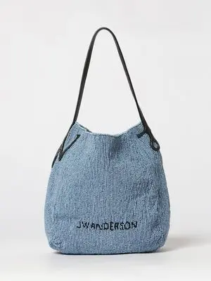 JW Anderson Bulb Shoulder Bag In Beaded Fabric - Blue