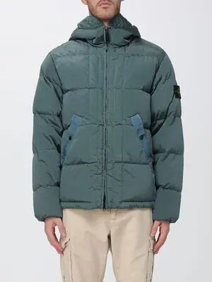 Stone Island Short Down Jacket With Hood And Compass Logo