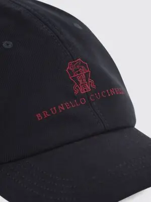 Brunello Cucinelli Embroidered Cotton Baseball Cap - Blue