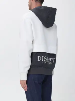Emporio Armani Oversized Cotton Hoodie With Eagle Logo And Two-tone Pattern