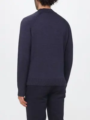 ZANONE 100% Merino Wool Mock Neck Jumper With Ribbed Trims - Denim