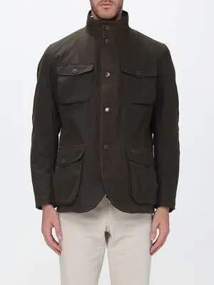 Barbour Waxed Cotton Jacket With High Neck And Patch Pockets