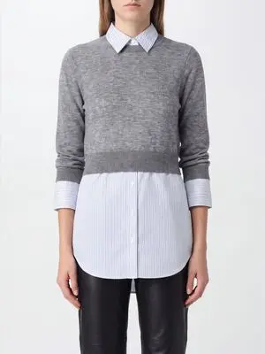 Alexander Wang Slim Fit Bi Double-layer Shirt In Wool And Cotton - Grey
