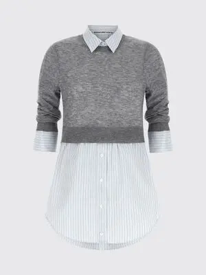 Alexander Wang Slim Fit Bi Double-layer Shirt In Wool And Cotton