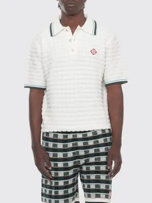 Casablanca Short-sleeved Knitted Wool Polo Shirt With Embroidered Logo