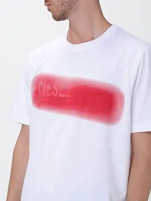 DIESEL® Relaxed Fit Crewneck Cotton T-shirt With Contrasting Logo Print