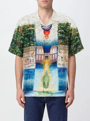 Casablanca Short-sleeved Graphic Print Silk Shirt With Cuban Collar - Multicolor