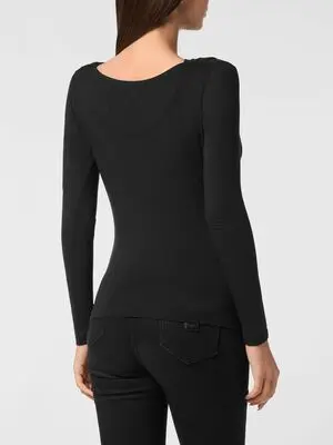 Philipp Plein Long-sleeve Draped V-neck Top