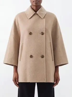 Max Mara Double-breasted Knee-length Cashmere Coat With Dropped Shoulders - Beige