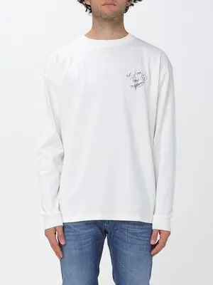 Drole De Monsieur Long-sleeved Cotton T-shirt With Logo And Slogan Print - White