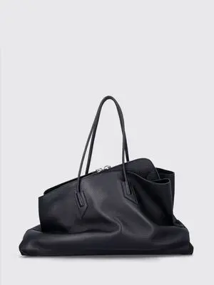 Attico La Passeggiata Hammered Calfskin Leather Shoulder Bag - Black