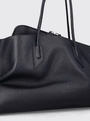 Attico La Passeggiata Hammered Calfskin Leather Shoulder Bag - Black