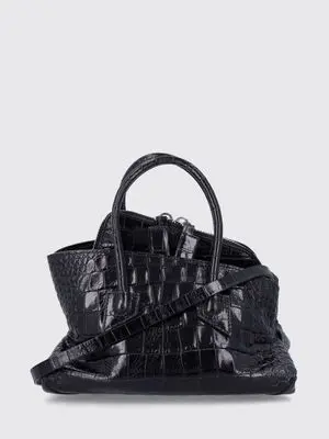 Attico La Passeggiata Crocodile-effect Leather Mini Handbag - Black