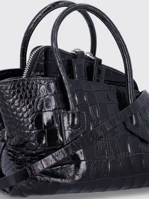 Attico La Passeggiata Crocodile-effect Leather Mini Handbag - Black