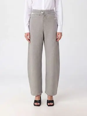Attico Wide Leg Cotton Jogging Trousers With High Drawstring Waist - Grey