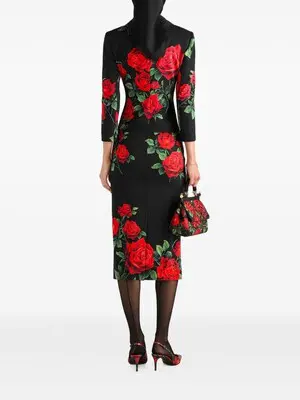 Dolce & Gabbana Silk Rose Print Midi Skirt