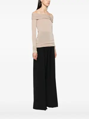 Rick Owens Off-shoulder Ruched Long Sleeve Top