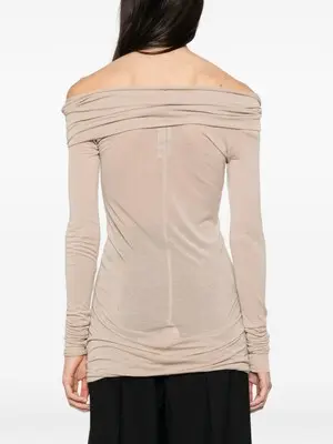 Rick Owens Off-shoulder Ruched Long Sleeve Top