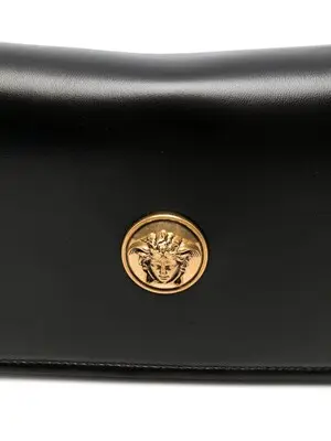 Versace Emblème Leather Mini Bag With Gold Tone Logo