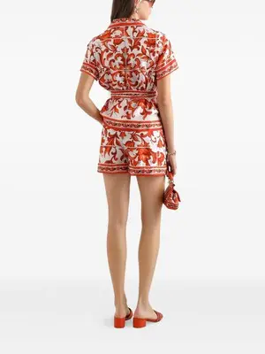 Dolce & Gabbana Maiolica Print Silk Shorts
