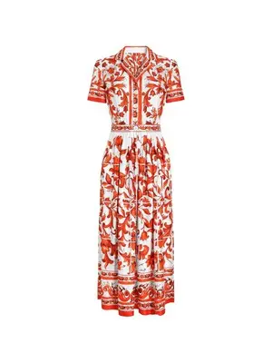 Dolce & Gabbana Maiolica Print Silk Maxi Dress