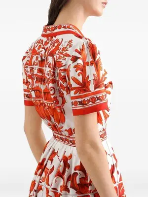 Dolce & Gabbana Maiolica Print Silk Maxi Dress