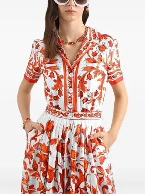 Dolce & Gabbana Maiolica Print Silk Maxi Dress