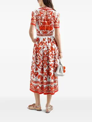 Dolce & Gabbana Maiolica Print Silk Maxi Dress