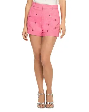 Cinq À Sept Linen & Cotton Wildflower Paillette Shorts
